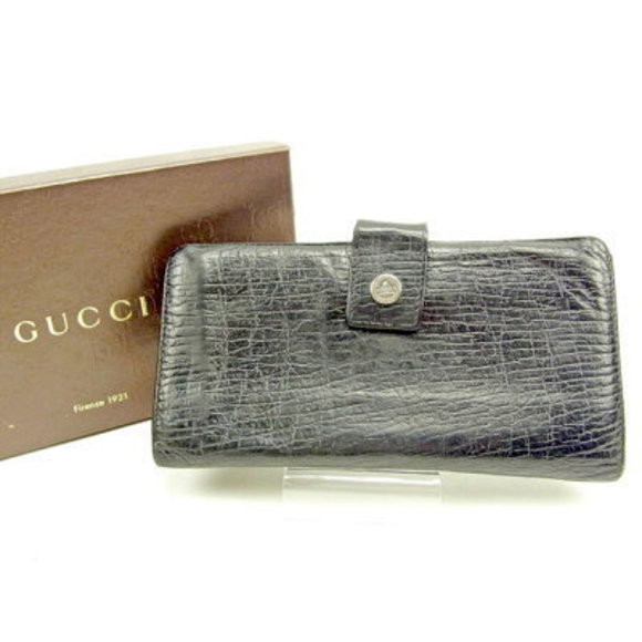 Gucci | Bags | Gucci Long Wallet Black Leather | Poshmark